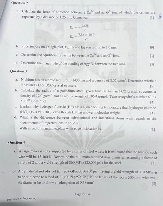 Solved a. Calculate the force of attraction between a Ca2+ | Chegg.com