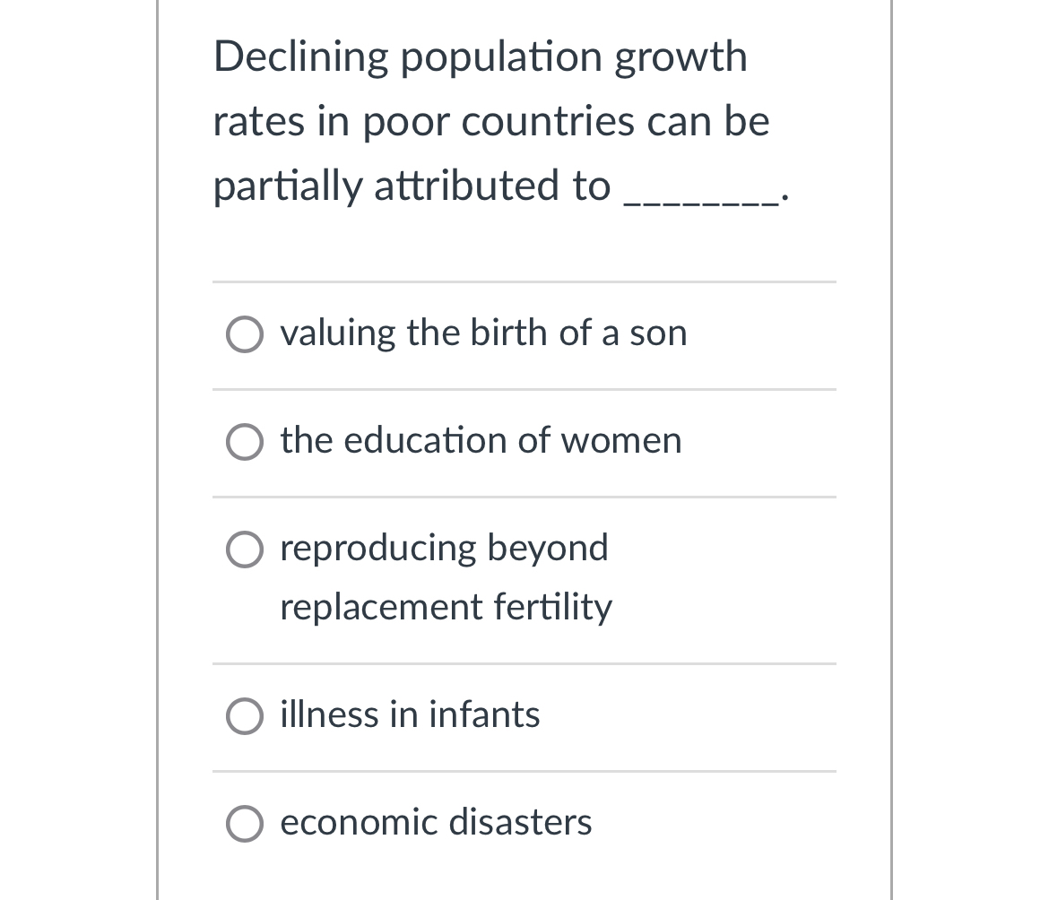 Solved Declining population growth rates in poor countries | Chegg.com