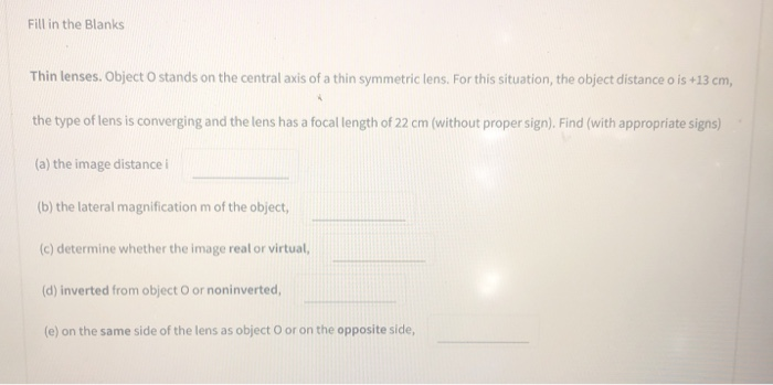 Solved Fill in the Blanks Spherical mirrors. Object O stands | Chegg.com