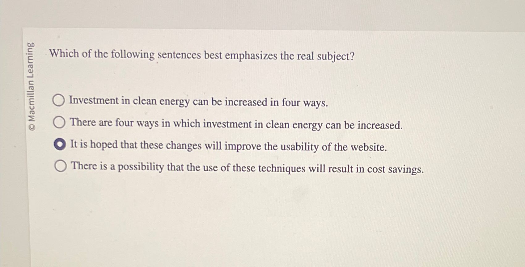 Solved EE ﻿Which of the following sentences best emphasizes | Chegg.com