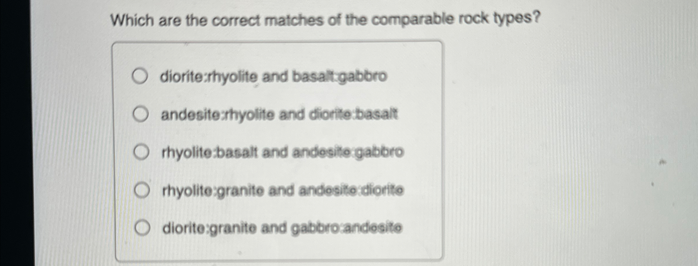Solved Which are the correct matches of the comparable rock | Chegg.com