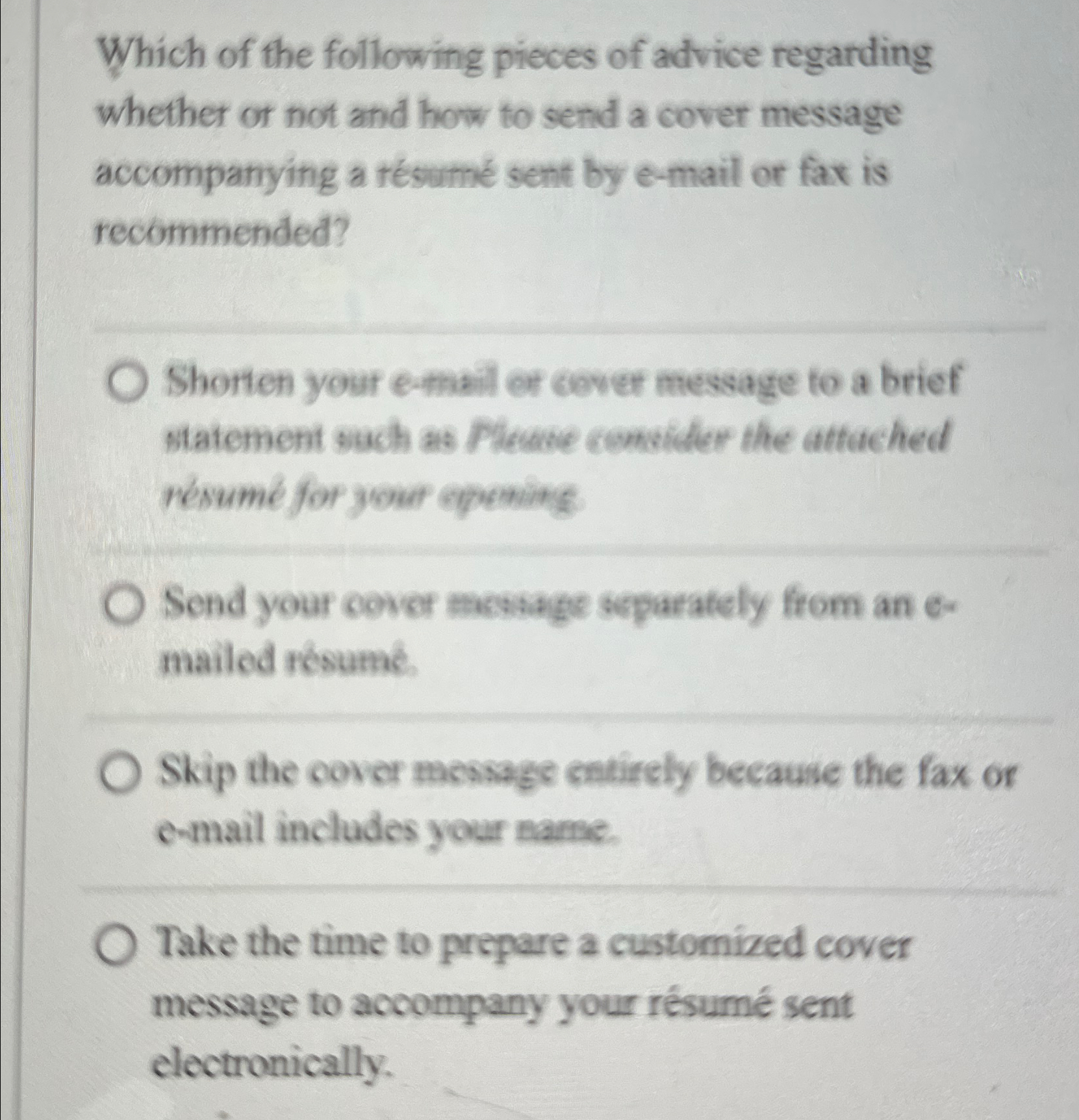 Solved Which of the following pieces of advice regarding | Chegg.com
