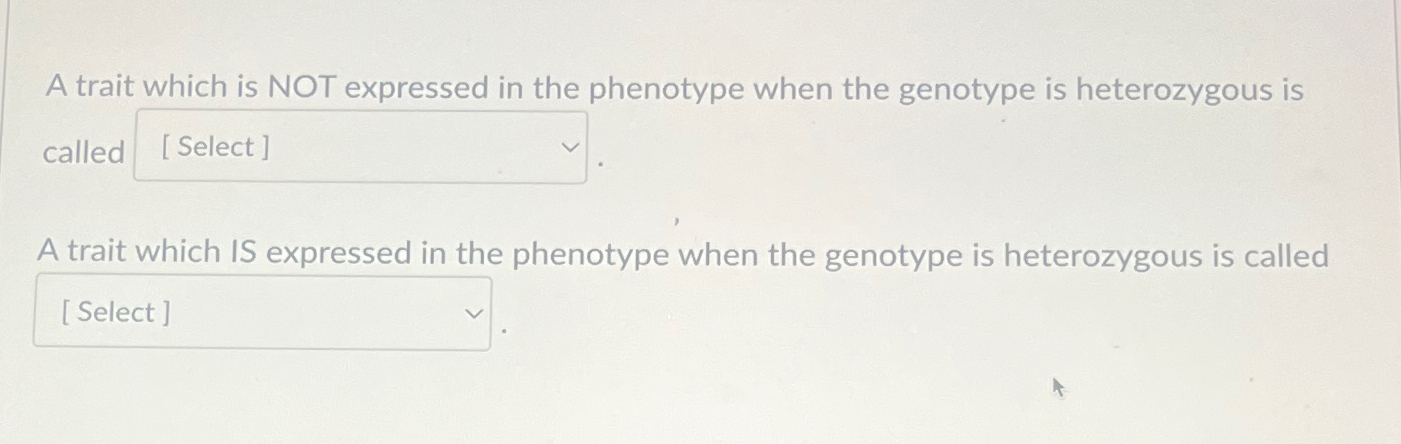 Solved A trait which is NOT expressed in the phenotype when | Chegg.com