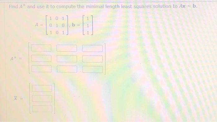 Solved Find A+and use it to compute the minimal length least | Chegg.com