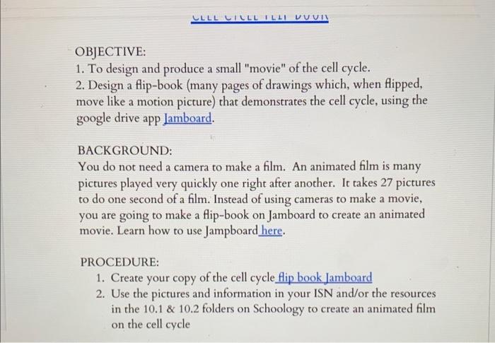 Solved OBJECTIVE: 1. To design and produce a small "movie" | Chegg.com