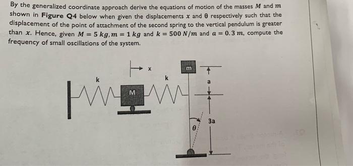 Solved By the generalized coordinate approach derive the | Chegg.com