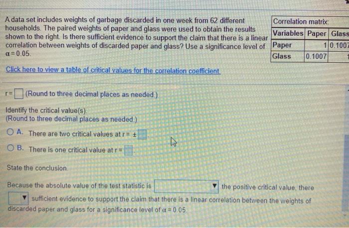 Solved A data set includes weights of garbage discarded in | Chegg.com