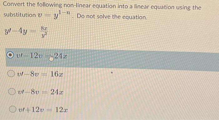 Solved Convert the following non-linear equation into a | Chegg.com