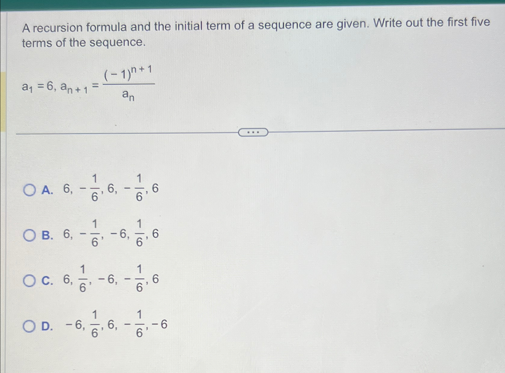 Solved A Recursion Formula And The Initial Term Of A