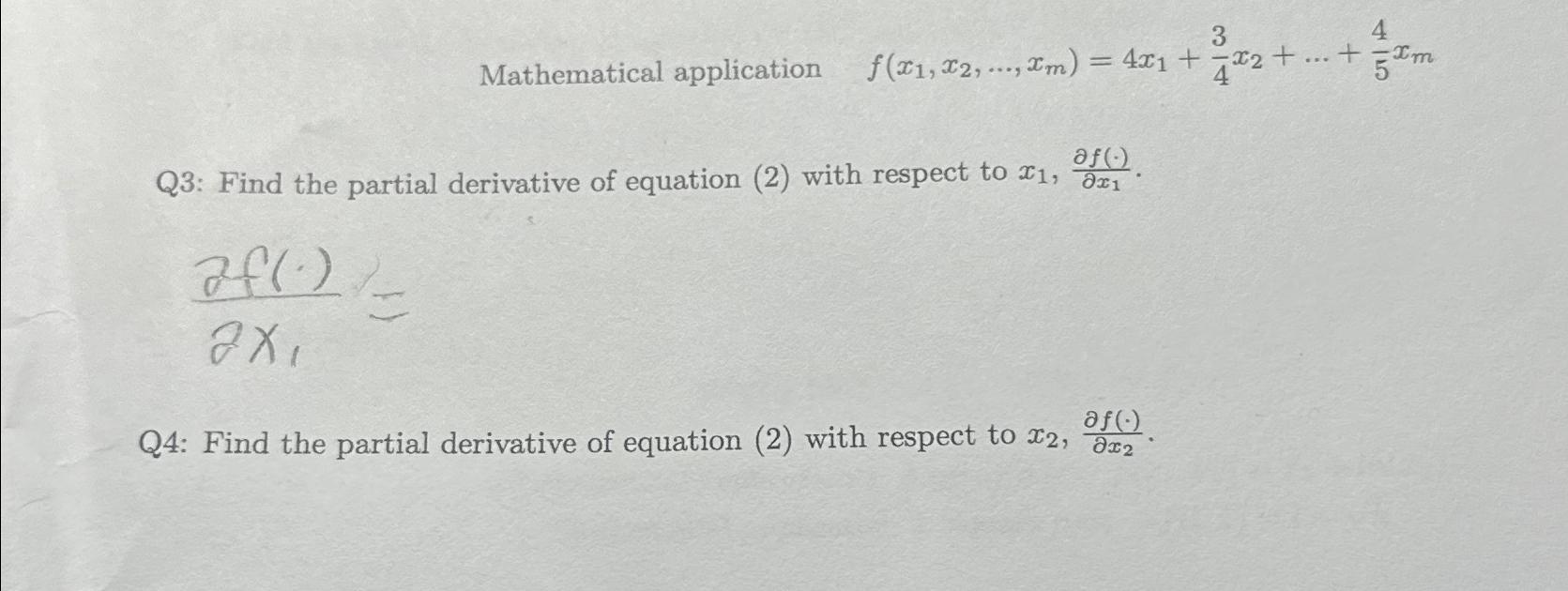 Solved Mathematical application | Chegg.com