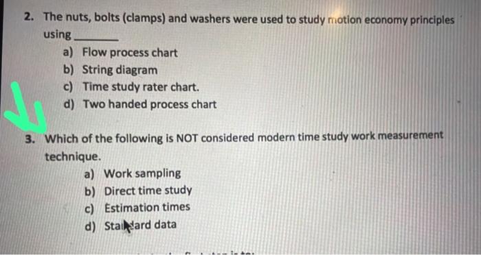 Solved 2. The nuts, bolts (clamps) and washers were used to | Chegg.com
