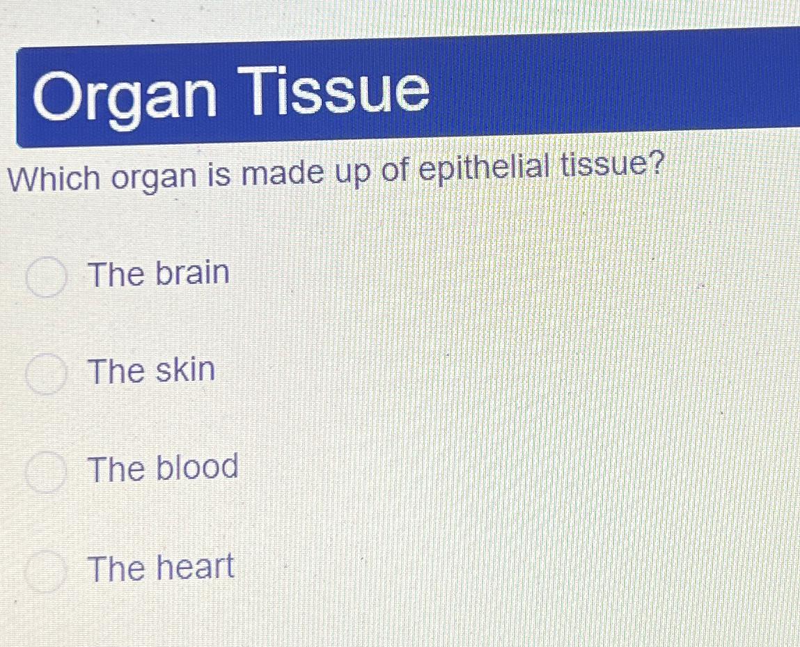 Solved Organ TissueWhich organ is made up of epithelial | Chegg.com