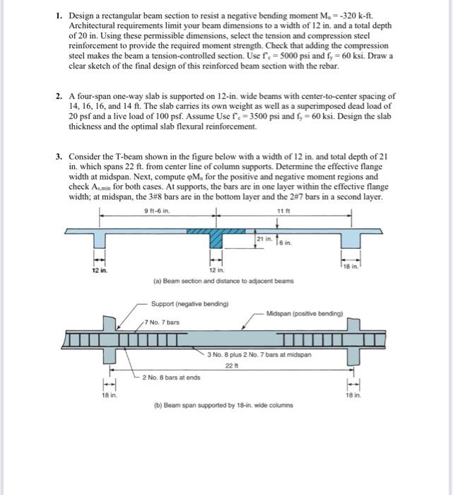 Solved 1. Design a rectangular beam section to resist a | Chegg.com