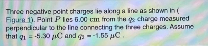 Solved Three negative point charges lie along a line as | Chegg.com