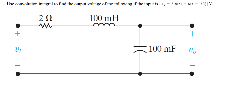 Solved Use convolution integral to find the output voltage | Chegg.com