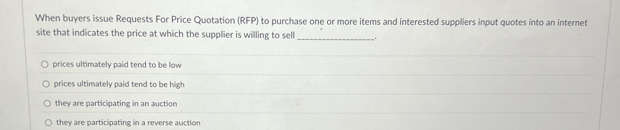 Solved When buyers issue Requests For Price Quotation (RFP) | Chegg.com