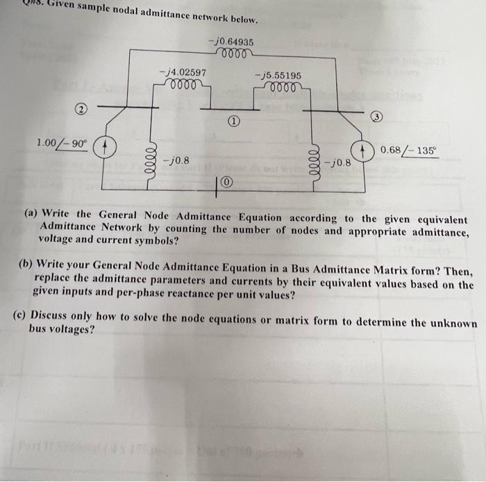 Given sample nodal admittance network below. | Chegg.com