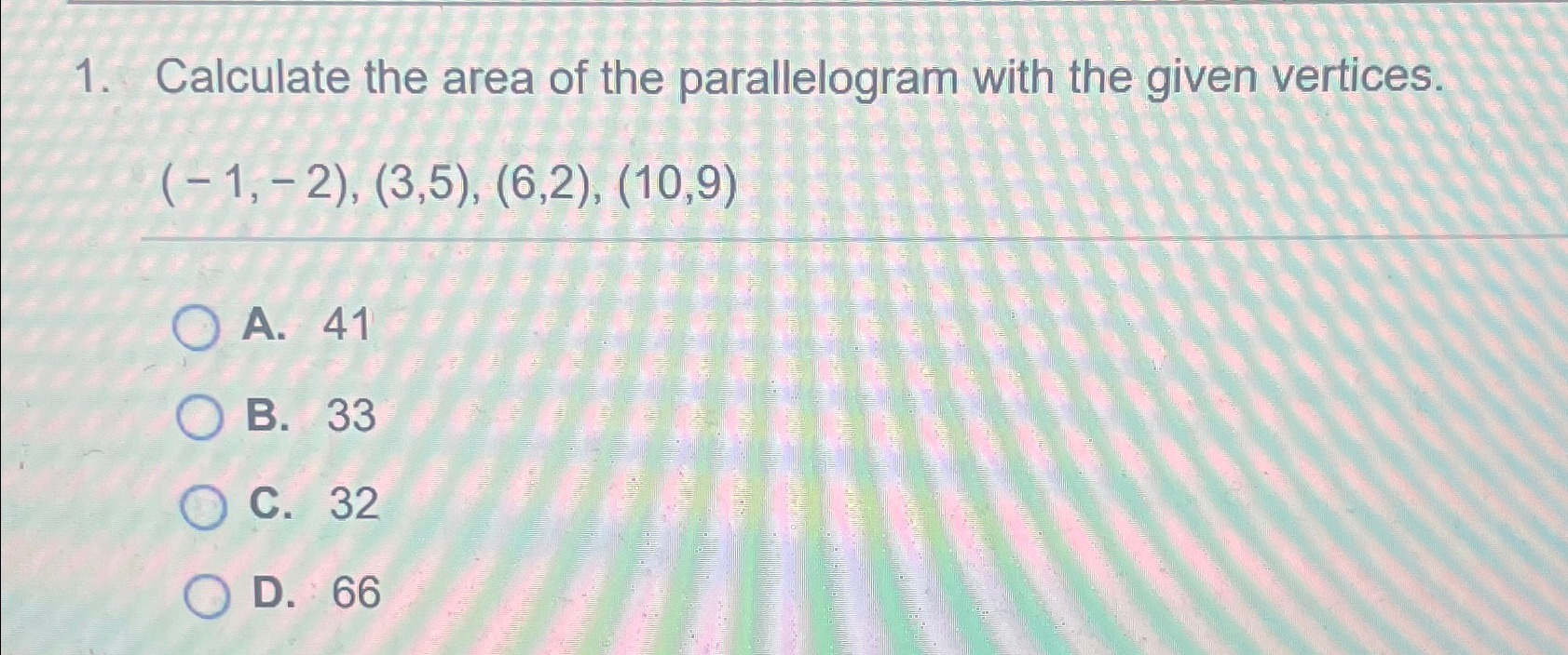 Solved Calculate the area of the parallelogram with the | Chegg.com