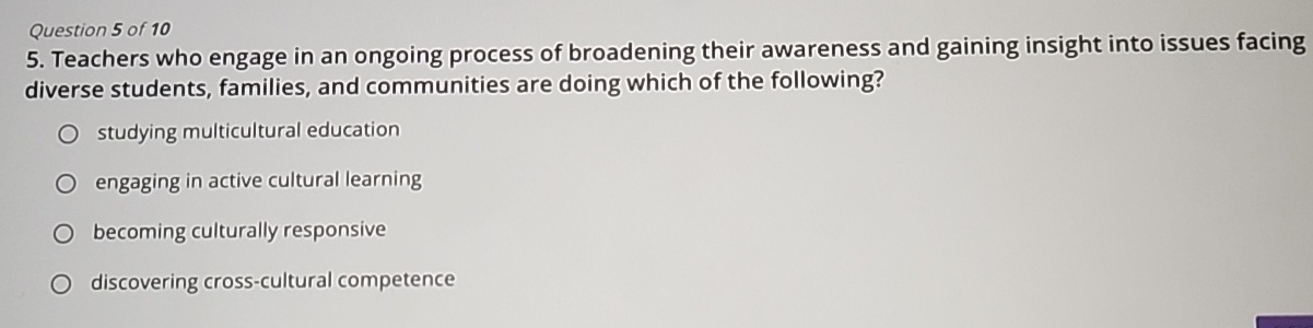 Solved Question 5 ﻿of 10Teachers who engage in an ongoing | Chegg.com