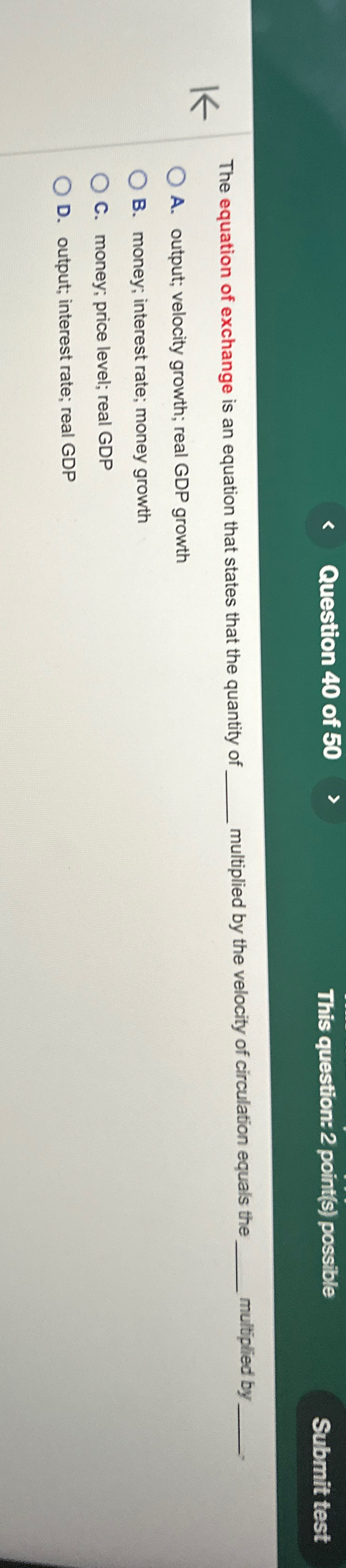 Solved Question 40 ﻿of 50this Question 2 ﻿points 1735