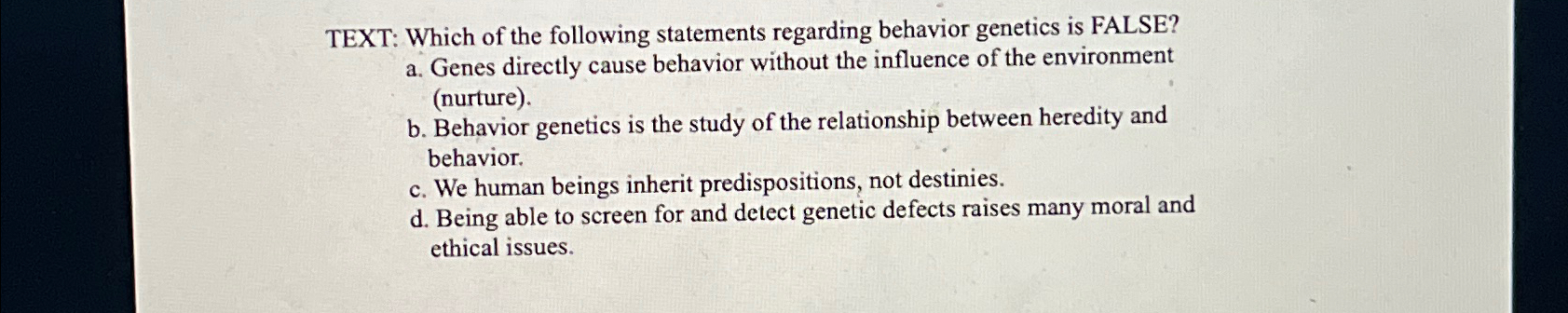 Solved TEXT: Which of the following statements regarding | Chegg.com