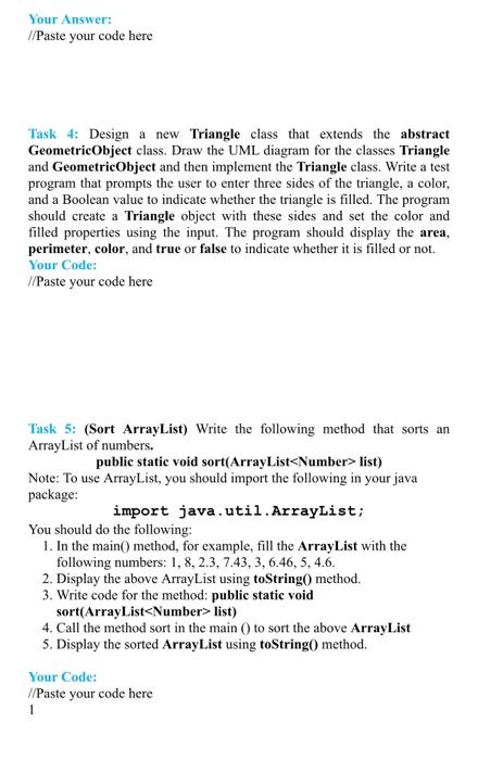 Solved Task 1: (Polymorphism Example) Implement the | Chegg.com