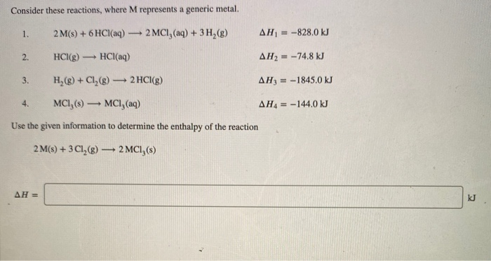 Solved Consider these reactions, where M represents a | Chegg.com