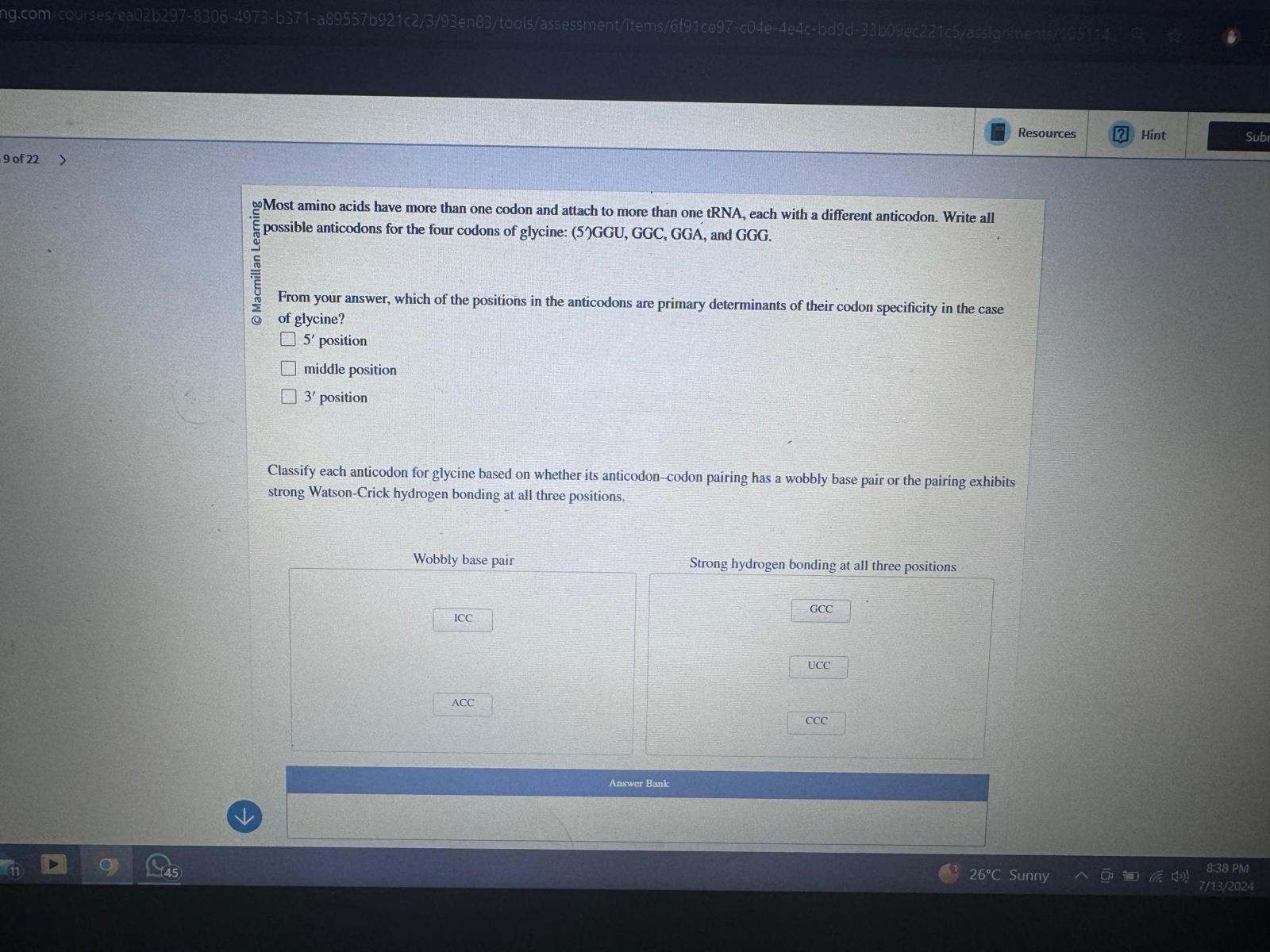 Solved . ﻿Most amino acids have more than one codon and | Chegg.com