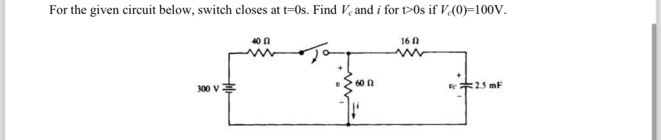 Solved For The Given Circuit Below Switch Closes At T 0s