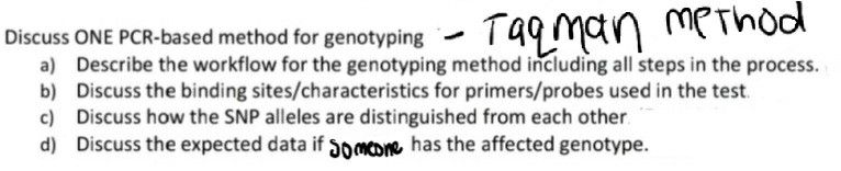 Solved genotyping - Taqman Taqman method Discuss ONE | Chegg.com