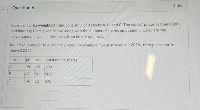 Solved Consider a price-weighted index consisting of 3 | Chegg.com
