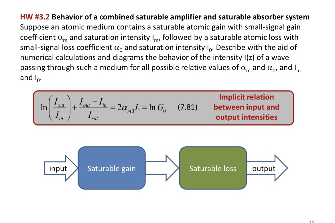 Solved Behavior of a combined saturable amplifier and | Chegg.com