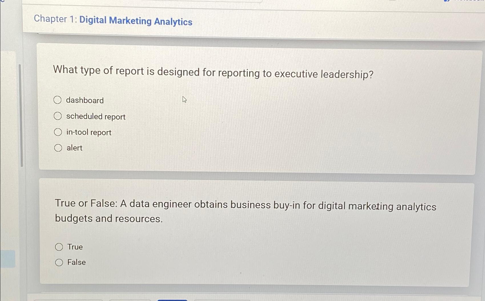Solved Chapter 1: Digital Marketing AnalyticsWhat type of | Chegg.com
