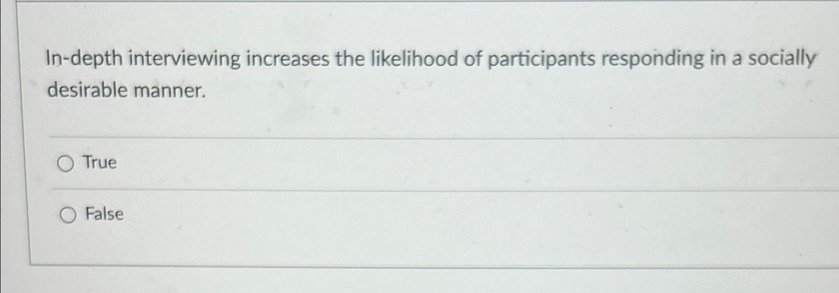 Solved In-depth interviewing increases the likelihood of | Chegg.com