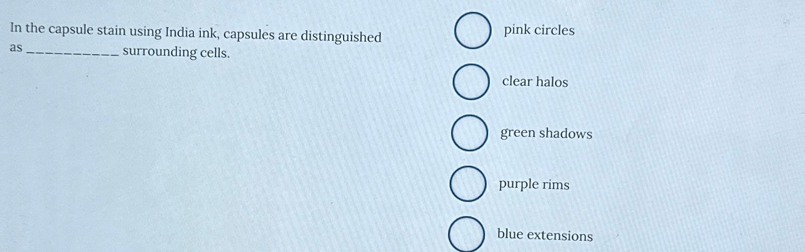 Solved In the capsule stain using India ink, capsules are | Chegg.com