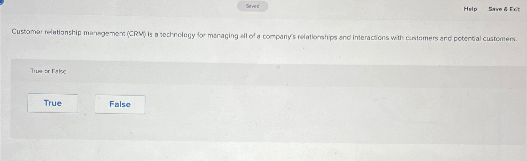 Solved HelpSave & ExitCustomer relationship management (CRM) | Chegg.com