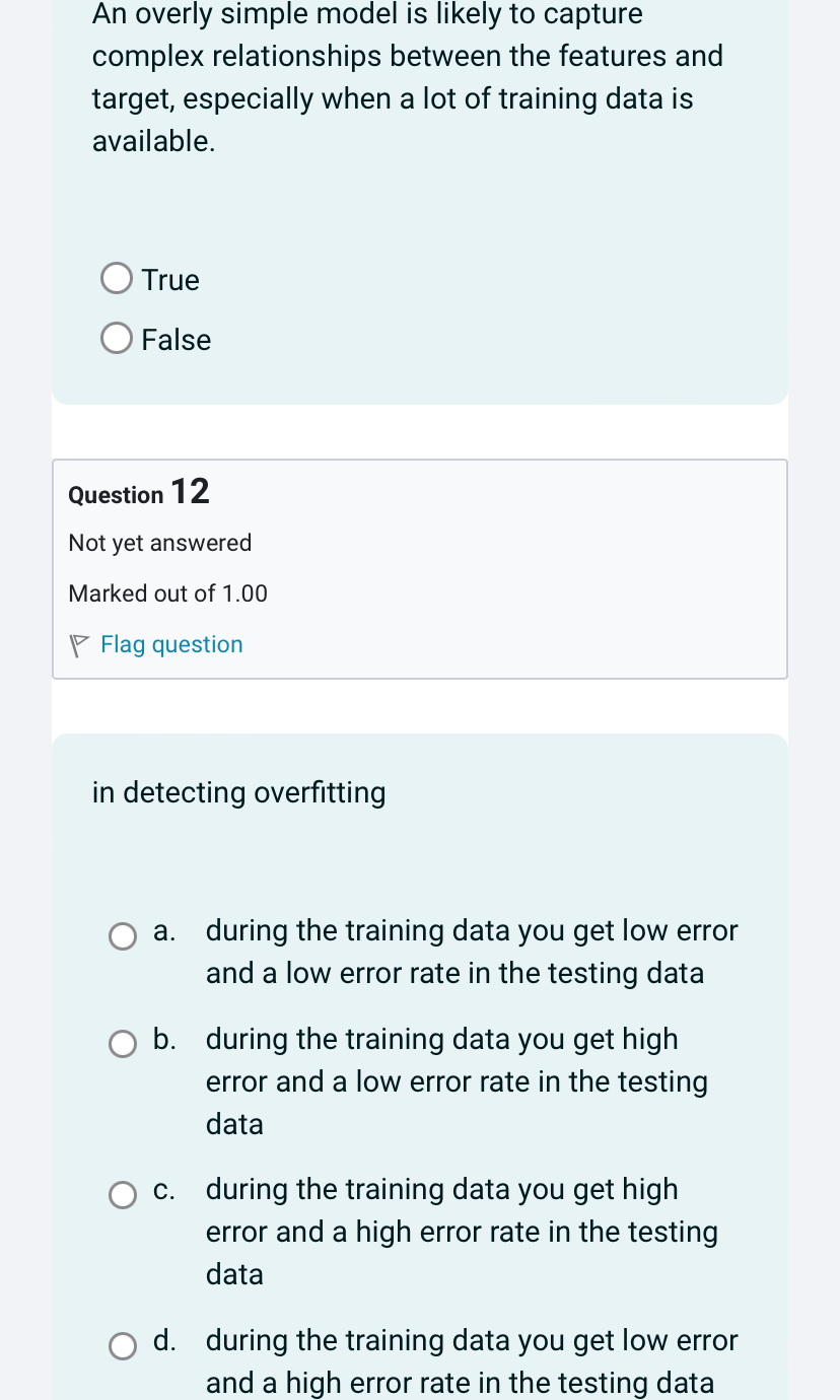 Solved An overly simple model is likely to capture complex | Chegg.com