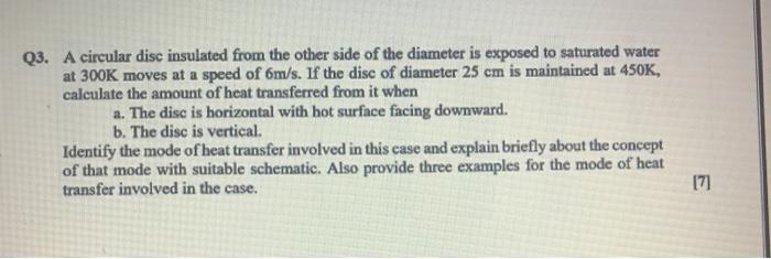 Solved Q3. A circular disc insulated from the other side of | Chegg.com