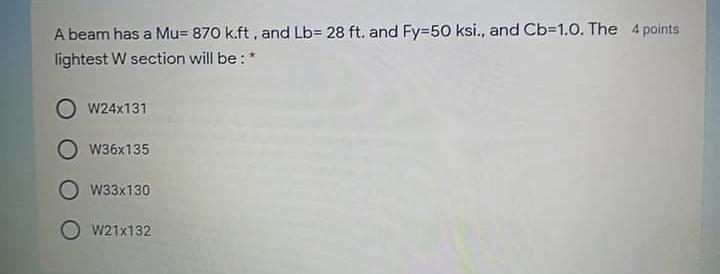 Solved For the section W21x62 the shape factor is equal to: | Chegg.com