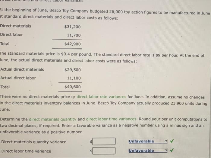 Solved Direct Materials Variances The following data relate | Chegg.com