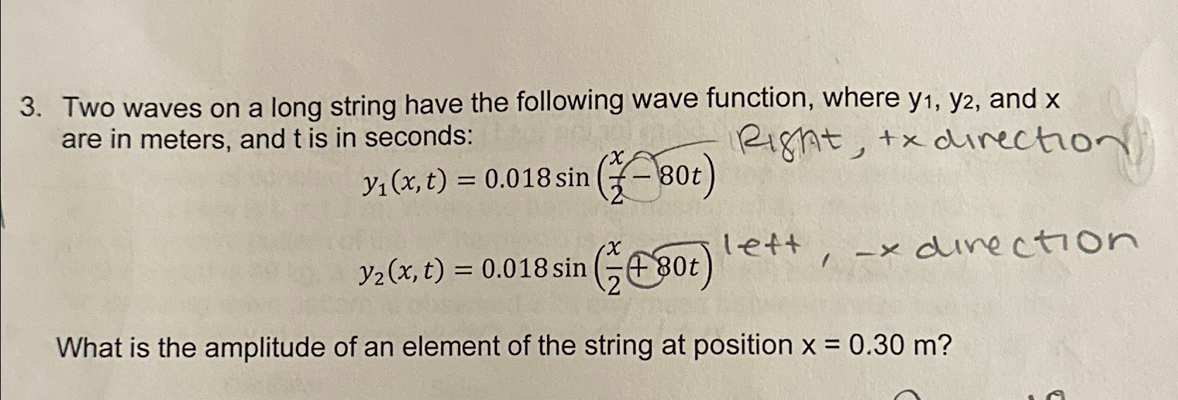 Solved Two waves on a long string have the following wave | Chegg.com