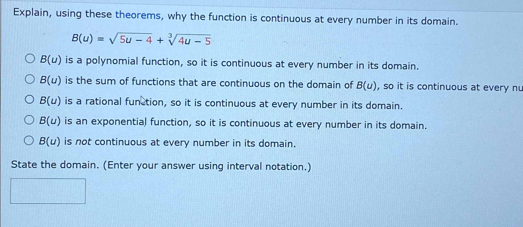 Solved Explain, using these theorems, why the function is | Chegg.com