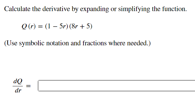 Calculate the derivative by expanding or simplifying | Chegg.com