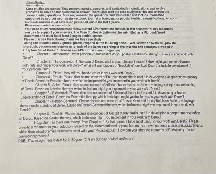Solved Case Study 1 Instructions: Case studies are stories. | Chegg.com