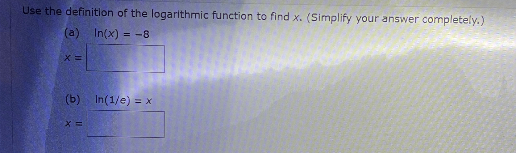 Solved Use the definition of the logarithmic function to | Chegg.com