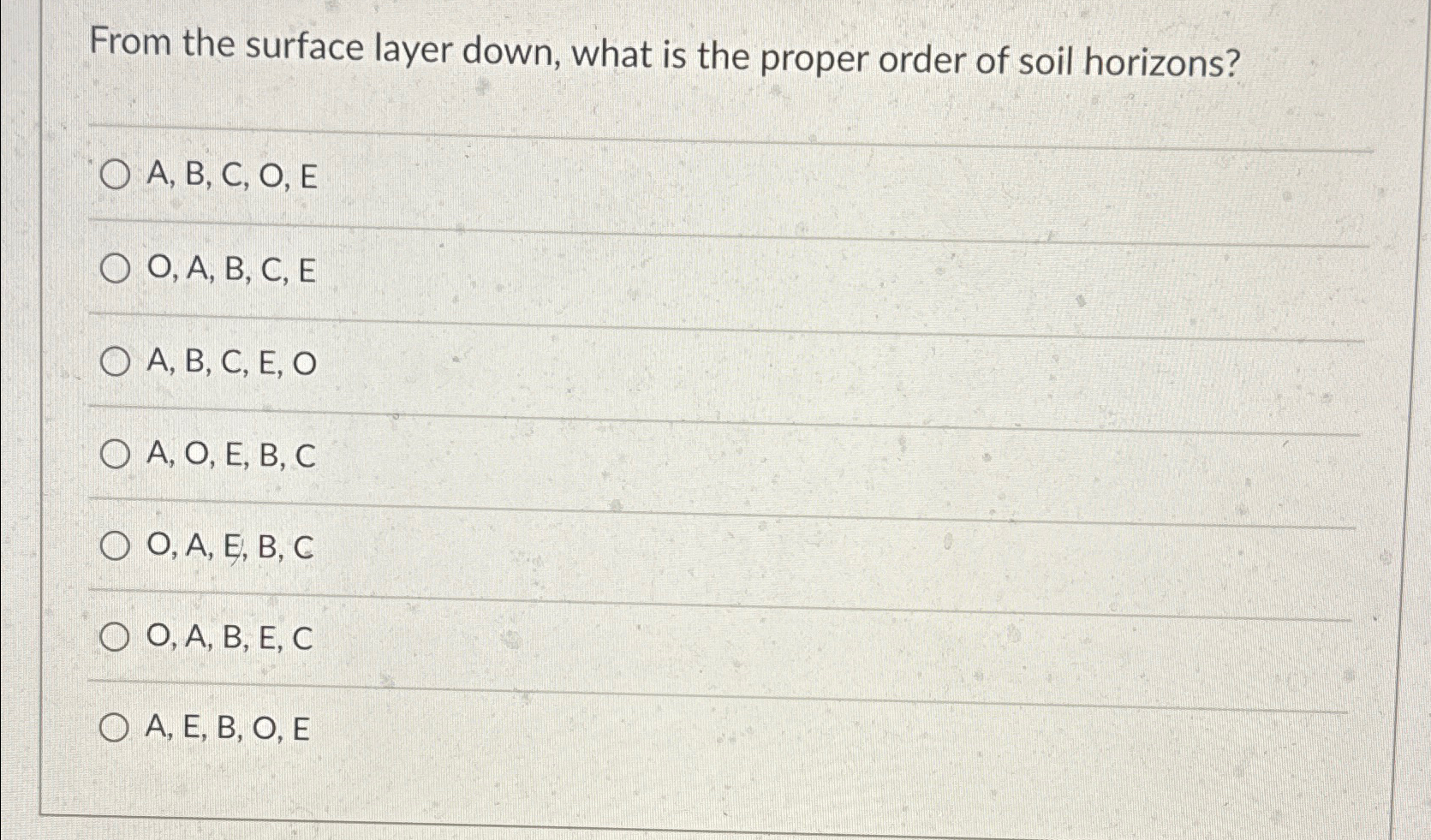 Solved From the surface layer down, what is the proper order | Chegg.com