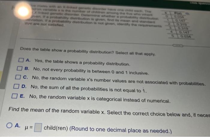 Solved Does the table show a probability distribution? | Chegg.com
