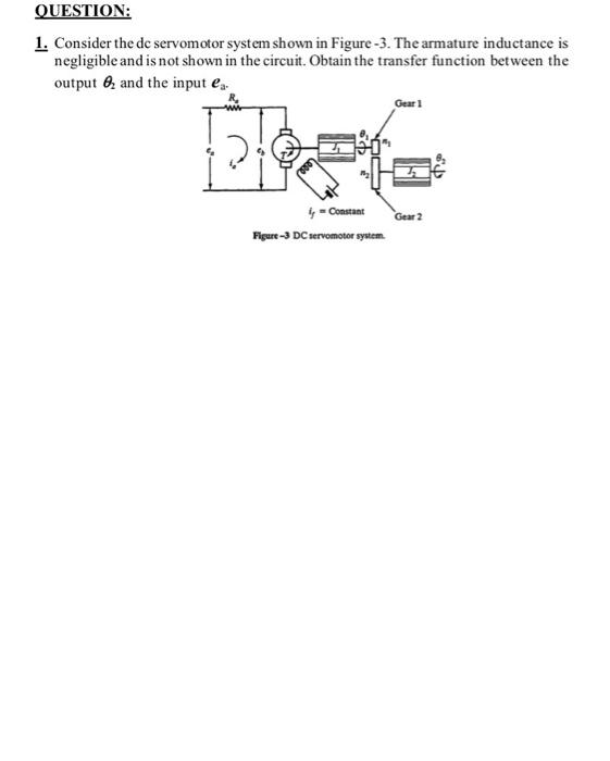 Solved 1. Consider the de servomotor system shown in Figure | Chegg.com
