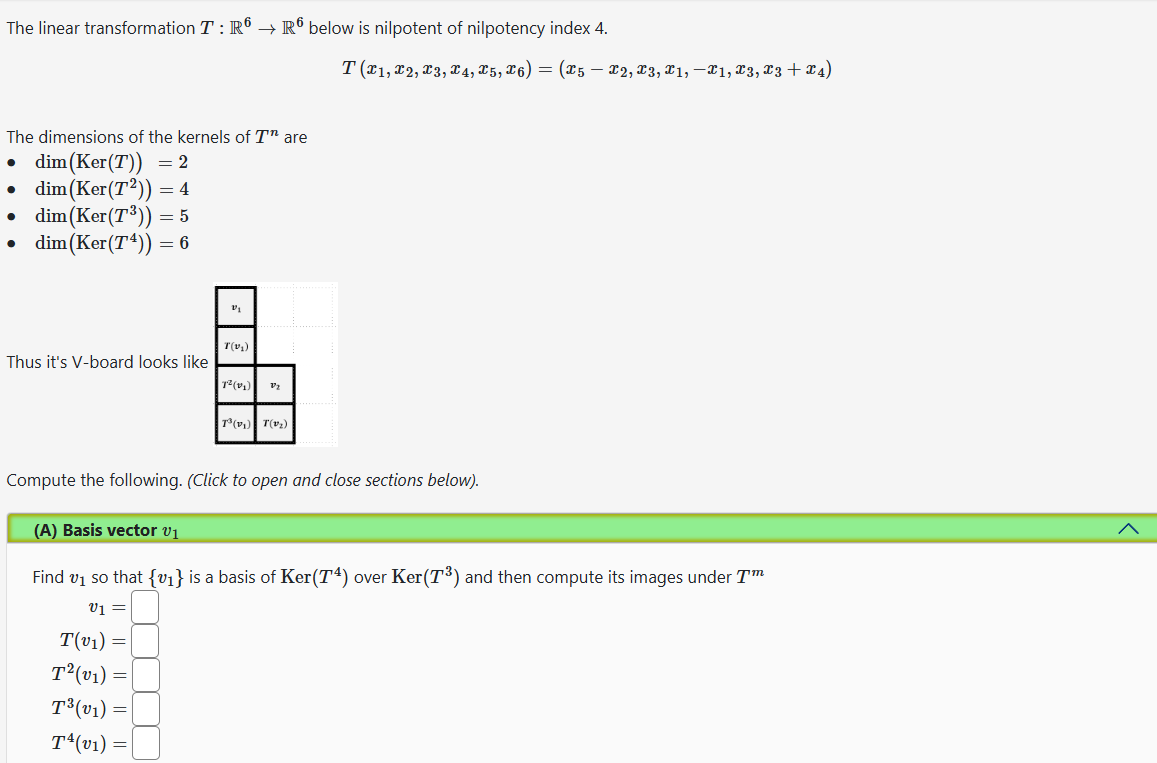 Solved (B) ﻿Basis vector v2Find v2 ﻿so that {T2(v1),v2} ﻿is | Chegg.com