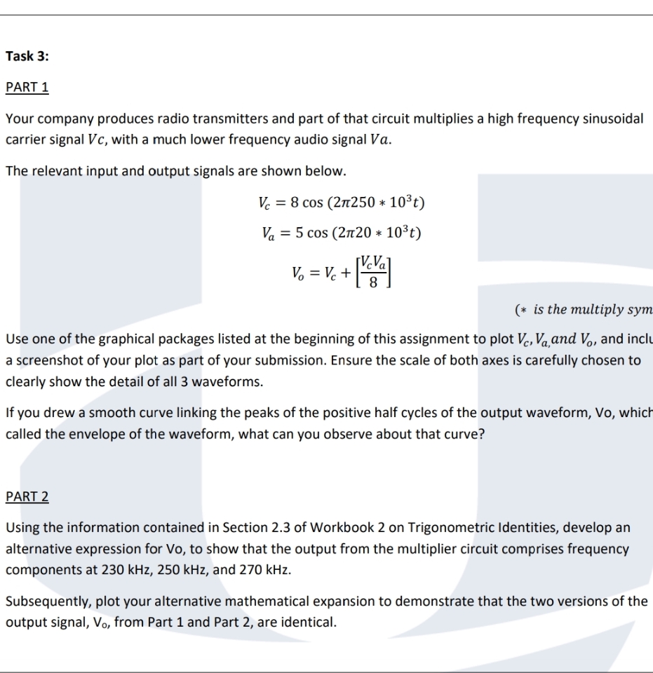 Solved Task 3:PART 1Your company produces radio transmitters | Chegg.com